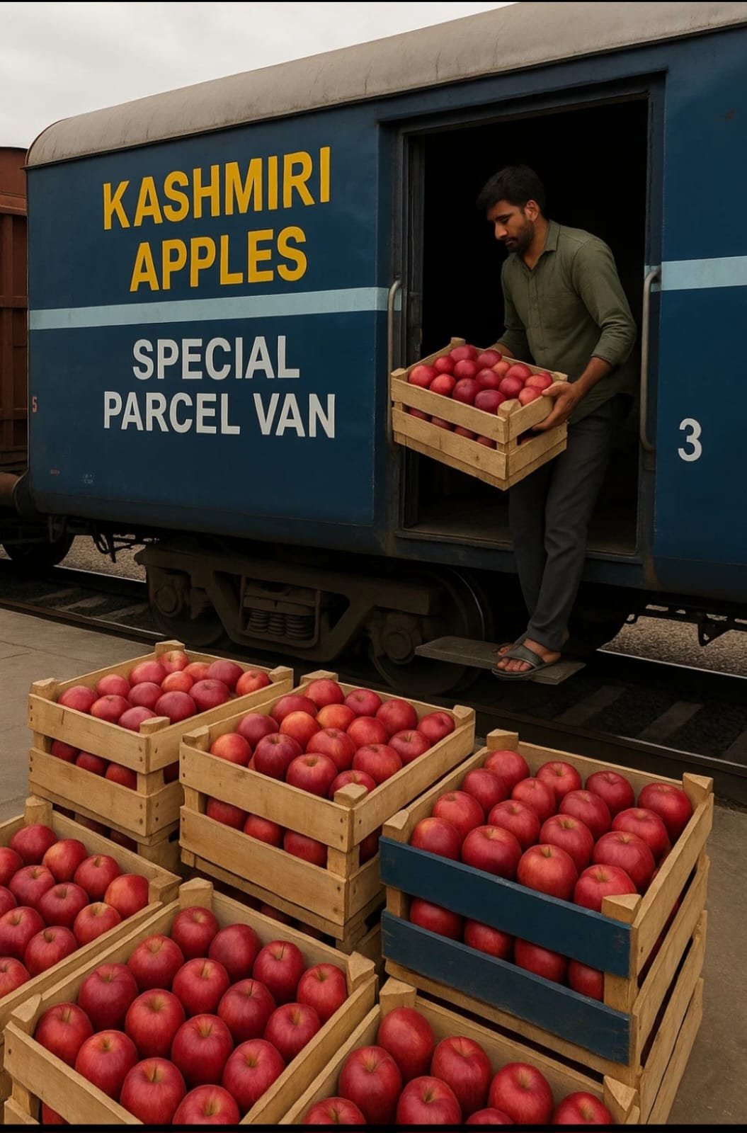 Kashmiri apples gain lifeline as railways launch special parcel vans to Delhi and Jammu ...